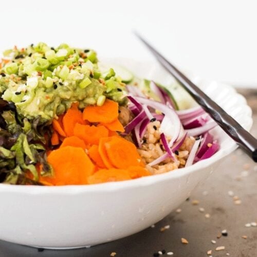 Rainbow Brown Rice and Sesame Veggie Bowl - Whole Food Bellies