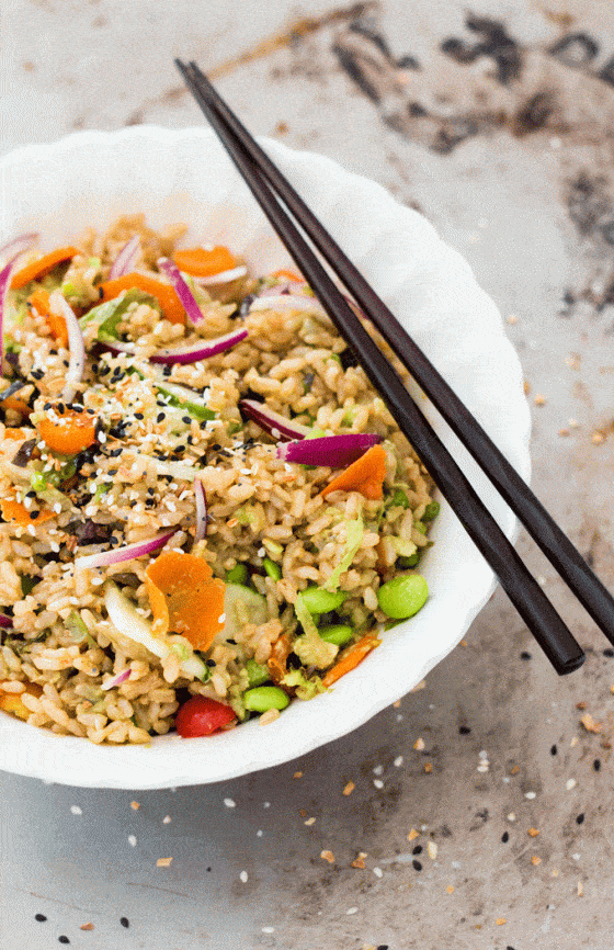 Rainbow Brown Rice and Sesame Veggie Bowl - Whole Food Bellies