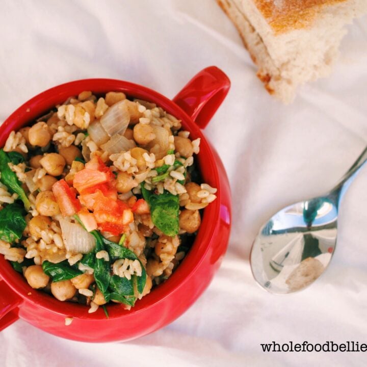 Chickpea, Spinach, and Brown Rice Pot - Whole Food Bellies