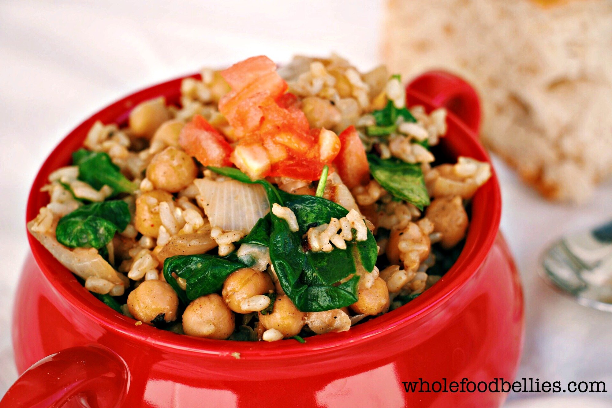 Chickpea, Spinach, and Brown Rice Pot - Whole Food Bellies