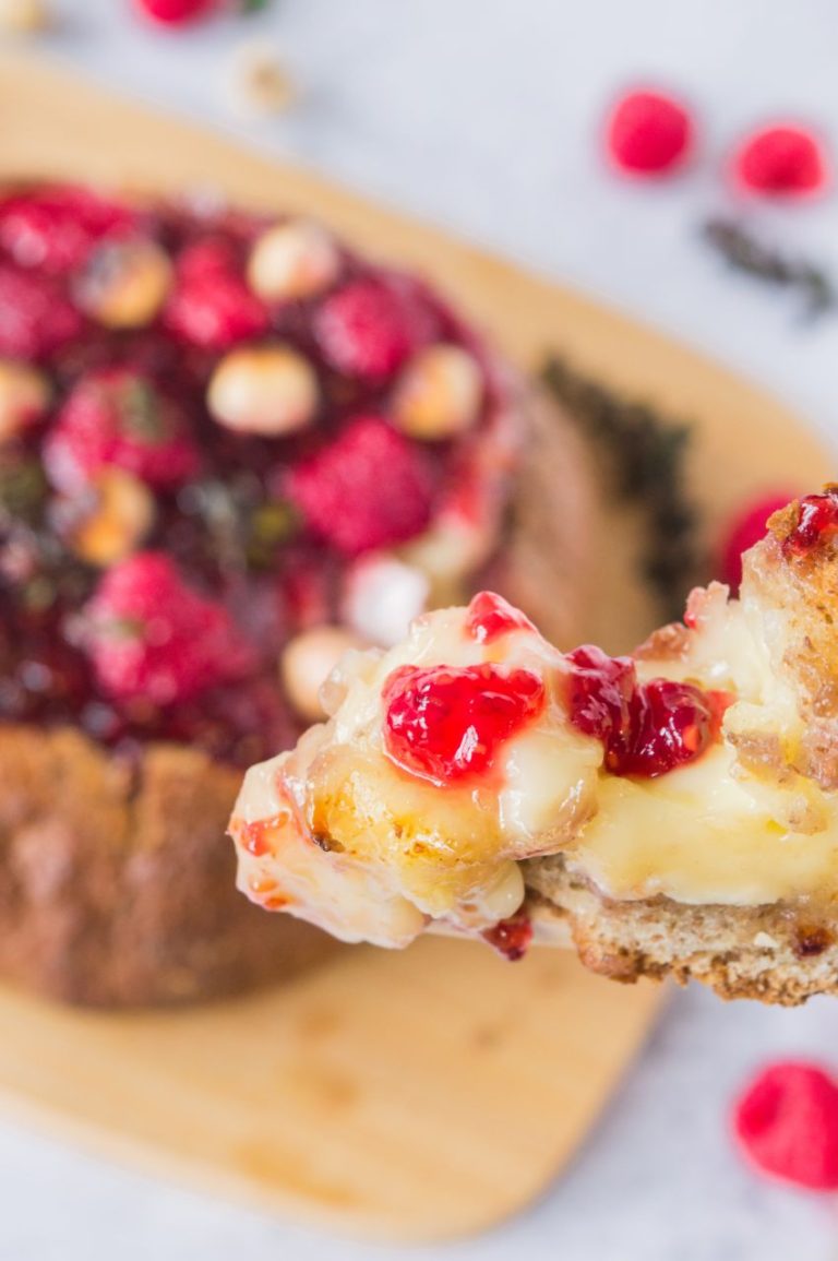 Raspberry Baked Brie with Jam and Hazelnut - Whole Food Bellies