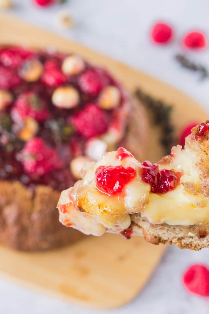 Raspberry Baked Brie with Jam and Hazelnut - Whole Food Bellies