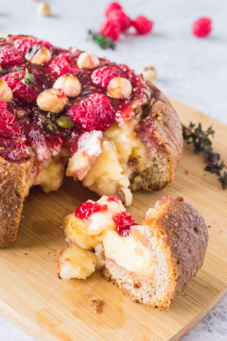 Raspberry Baked Brie with Jam and Hazelnut - Whole Food Bellies
