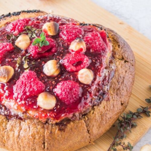 Raspberry Baked Brie with Jam and Hazelnut - Whole Food Bellies