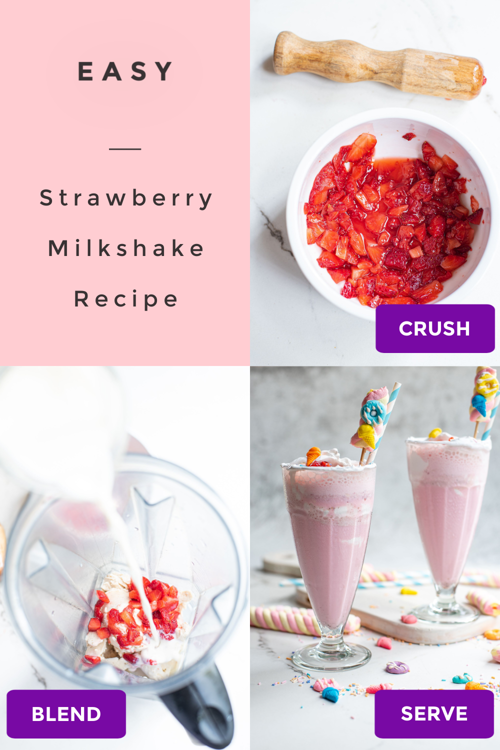 The Best Strawberry Milkshake Recipe With Real Strawberries - Whole ...